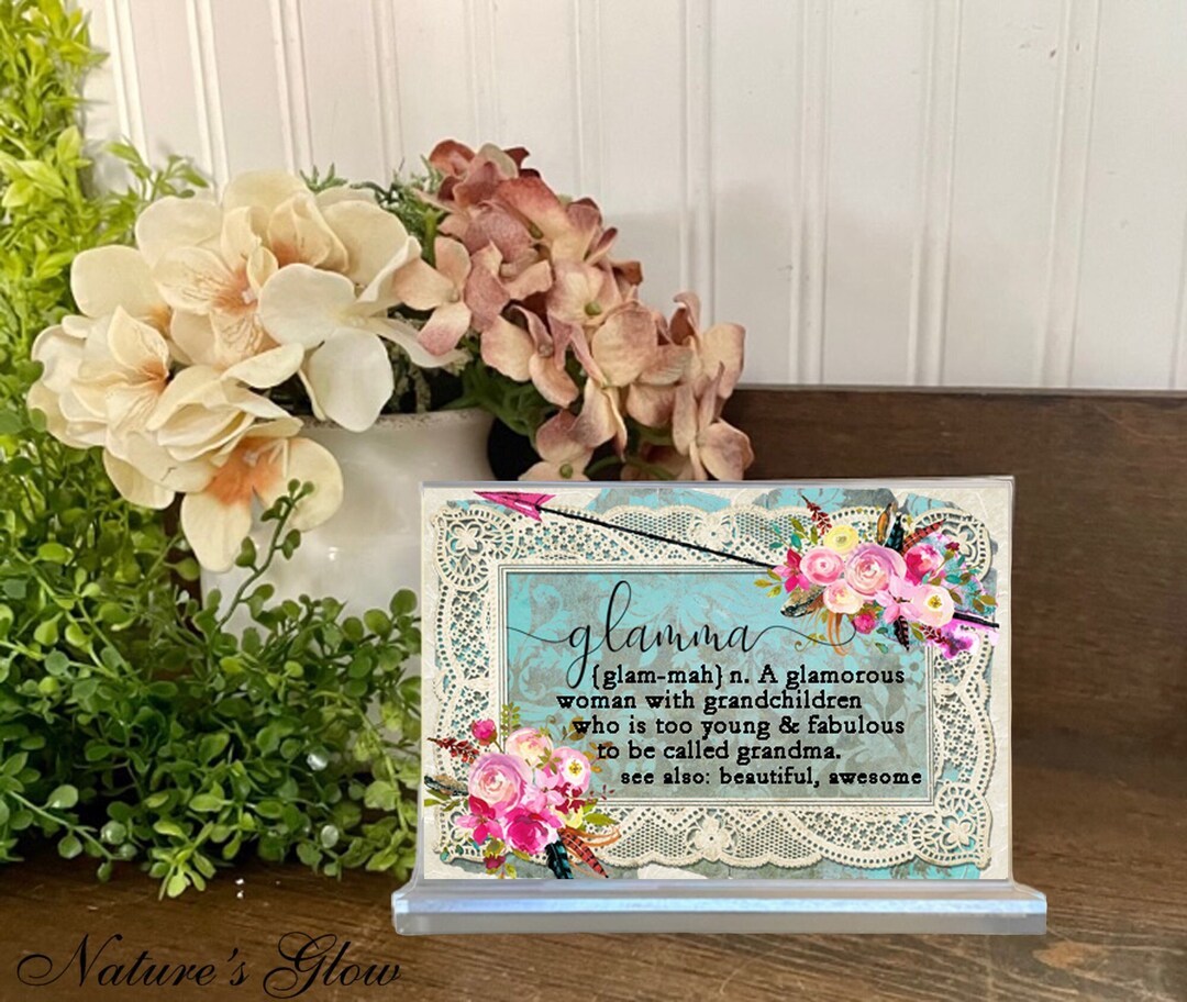 Grandma Definition Sign, Glamma Art Print Acrylic Frame Sign, Christmas ...