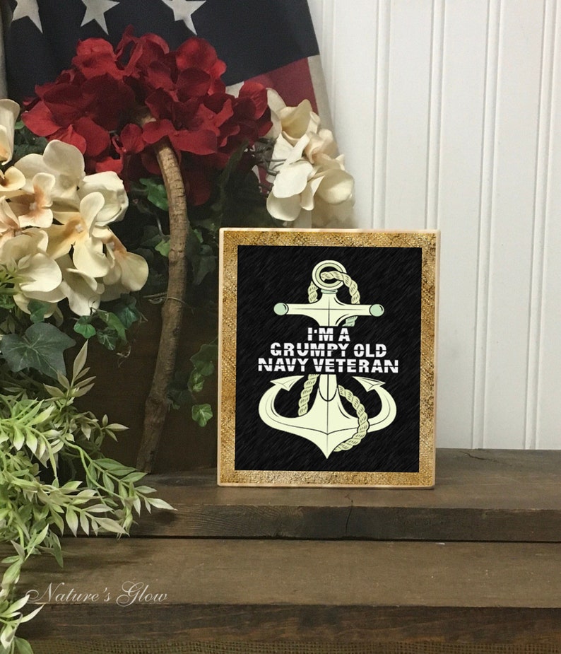Grumpy Navy Veteran Sign Funny Retired Navy Wood Shelf - Etsy