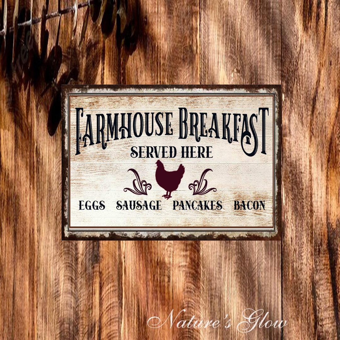 Farmhouse Breakfast Vintage Wood Sign, Farmhouse Canvas Art Print ...