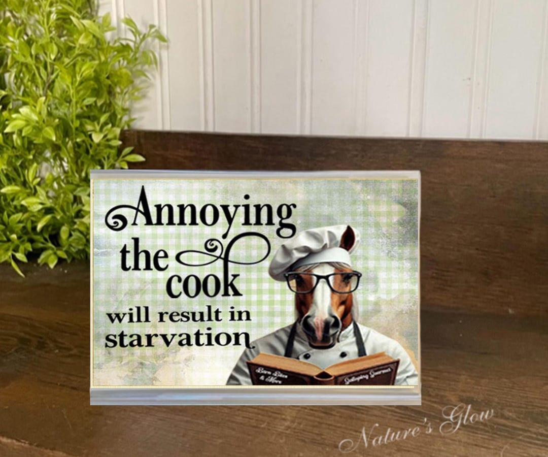 Funny Horse Chef Kitchen Sign, Western Acrylic Shelf Sitter, Equestrian ...