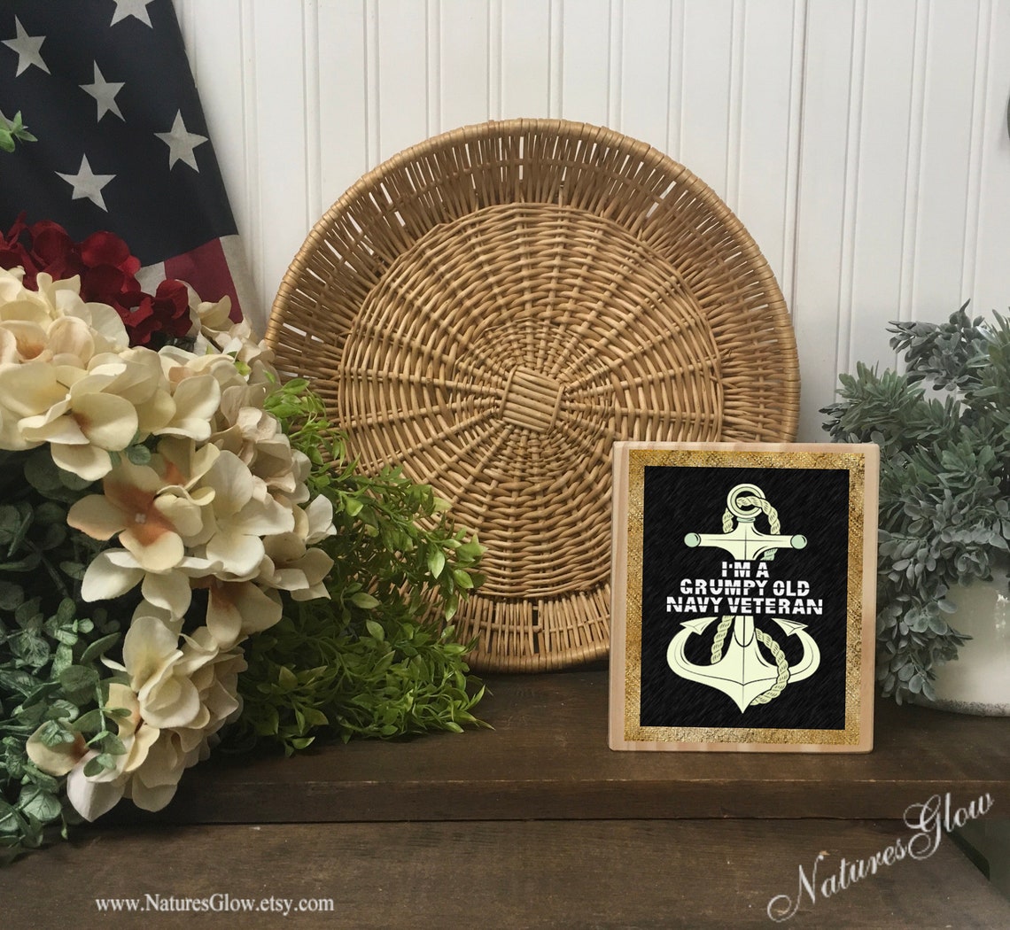 Grumpy Navy Veteran Sign Funny Retired Navy Wood Shelf - Etsy