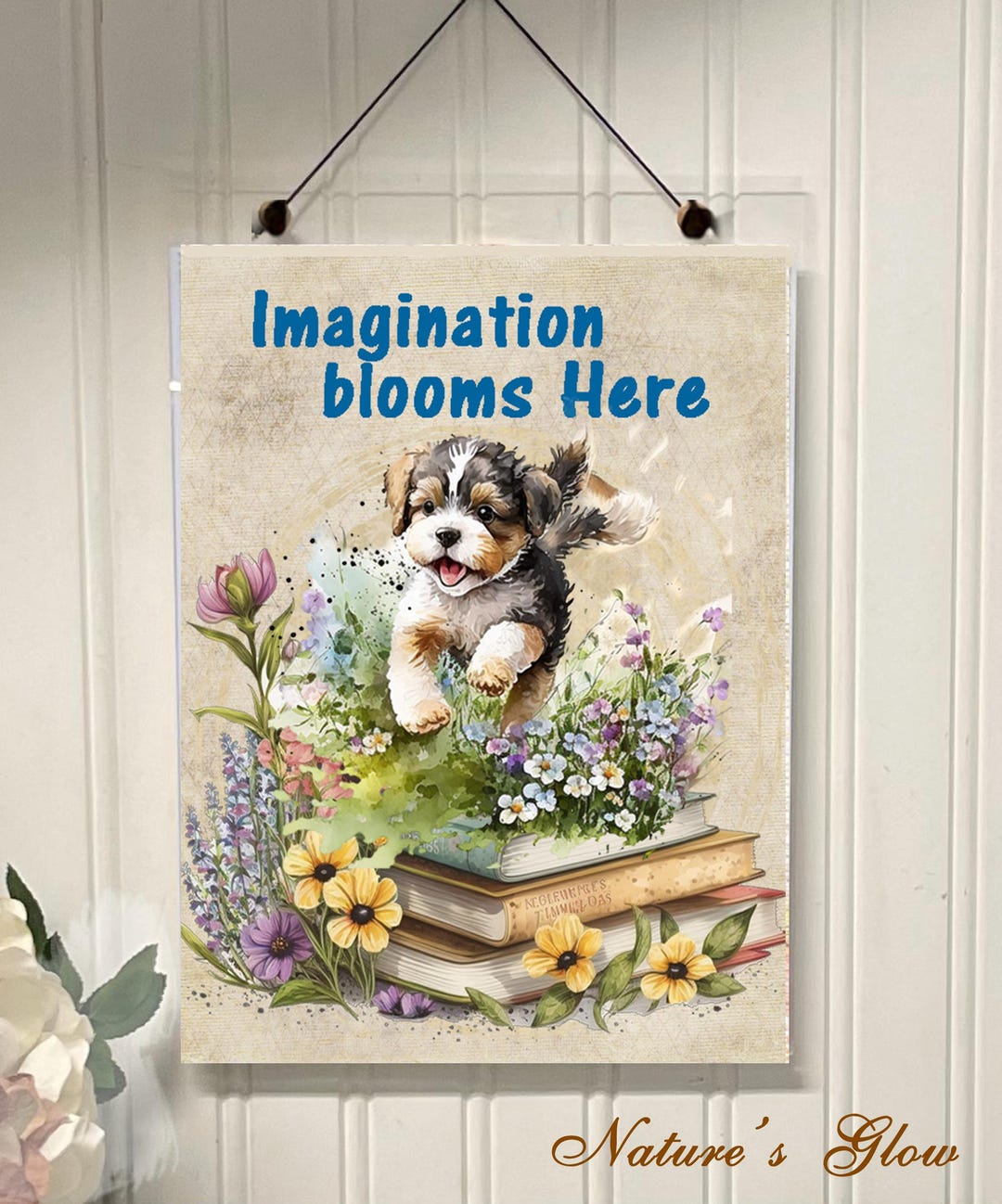 Reading Poster, Imagination Blooms Here, Kids Reading Corner Nook Sign ...