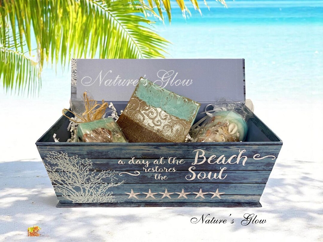 Beach Lovers Gift Box, A Day at the Beach Candle Gift Set With Pottery ...