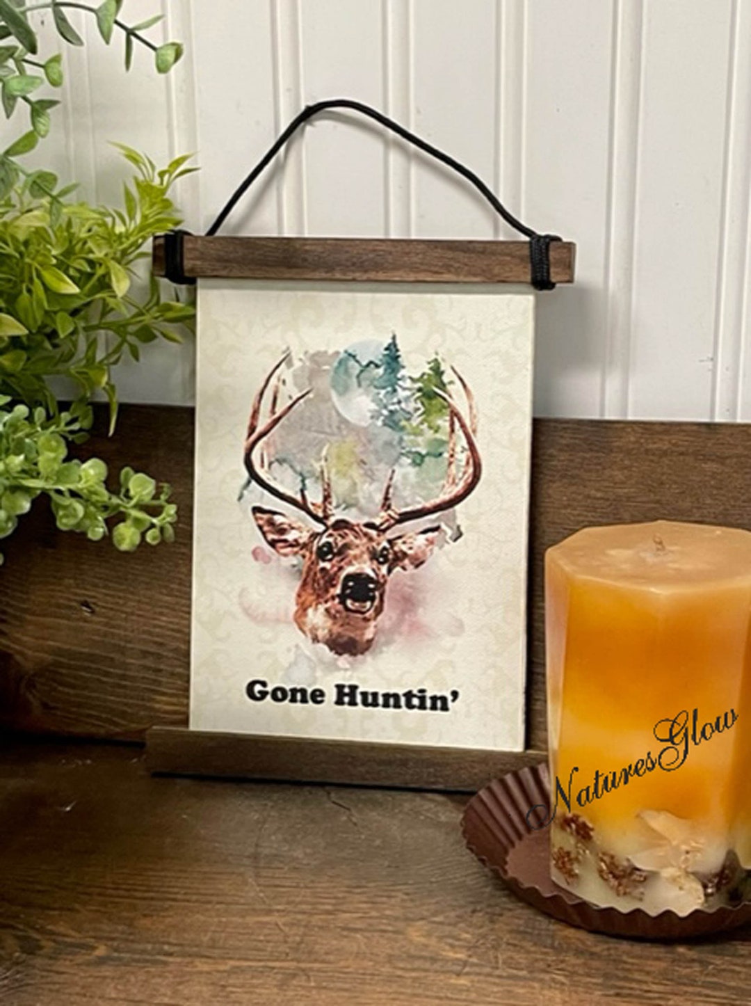 Hanging Gone Hunting Sign Deer Hunter Sign Wall Art Rustic - Etsy