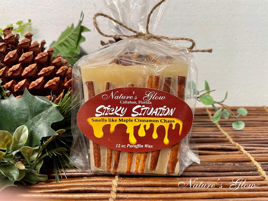 Sticky Situation Candle, Cinnamon Stick & Maple Syrup Scented Pillar ...