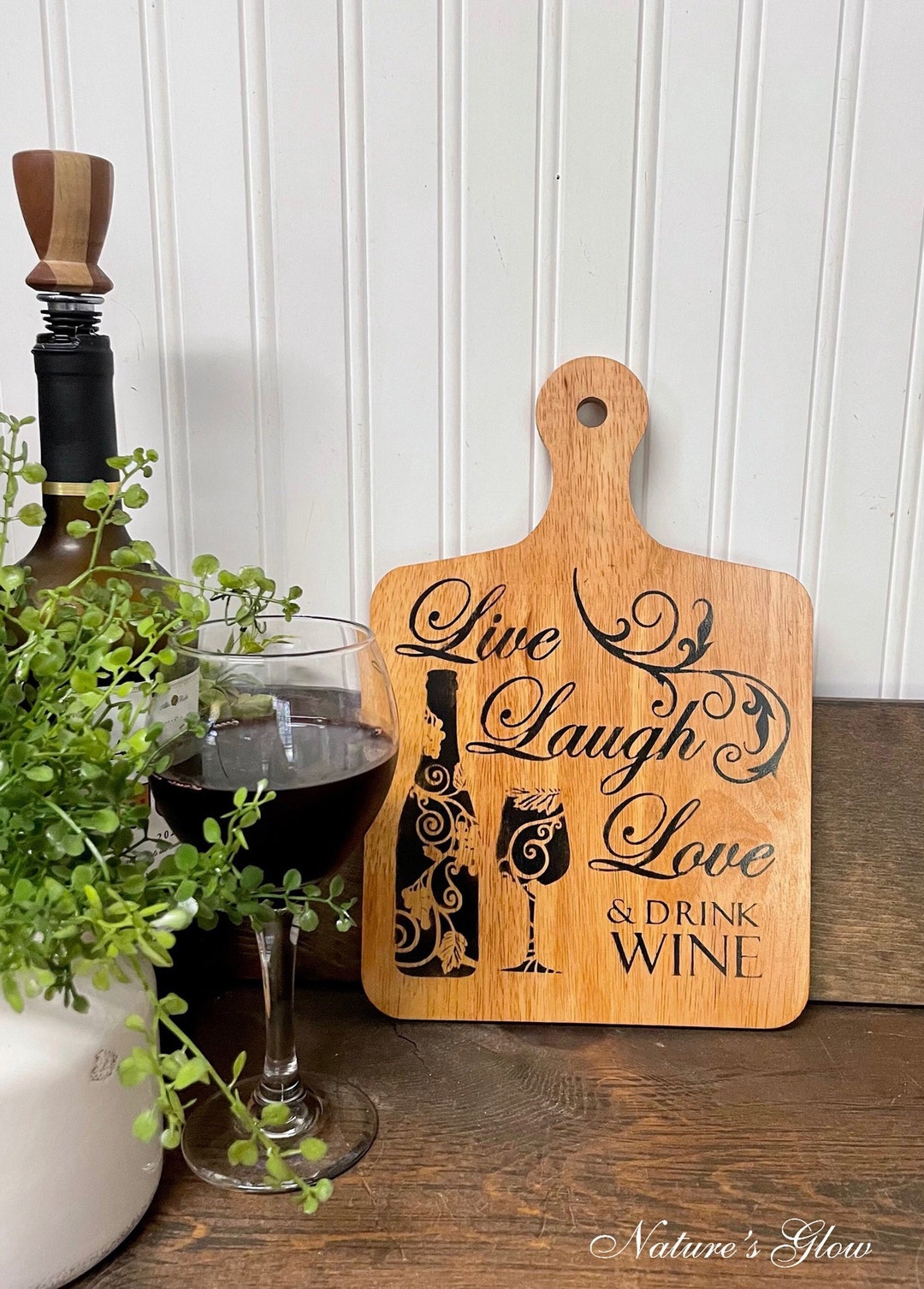 Live Laugh Love Wine Sign, Cutting Board Kitchen Wall Decor, Hand ...