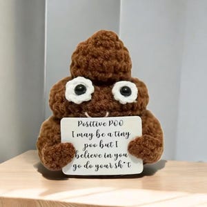 Positive Poo Crochet Plush Funny Motivational Gift, Handmade Desk Buddy ...