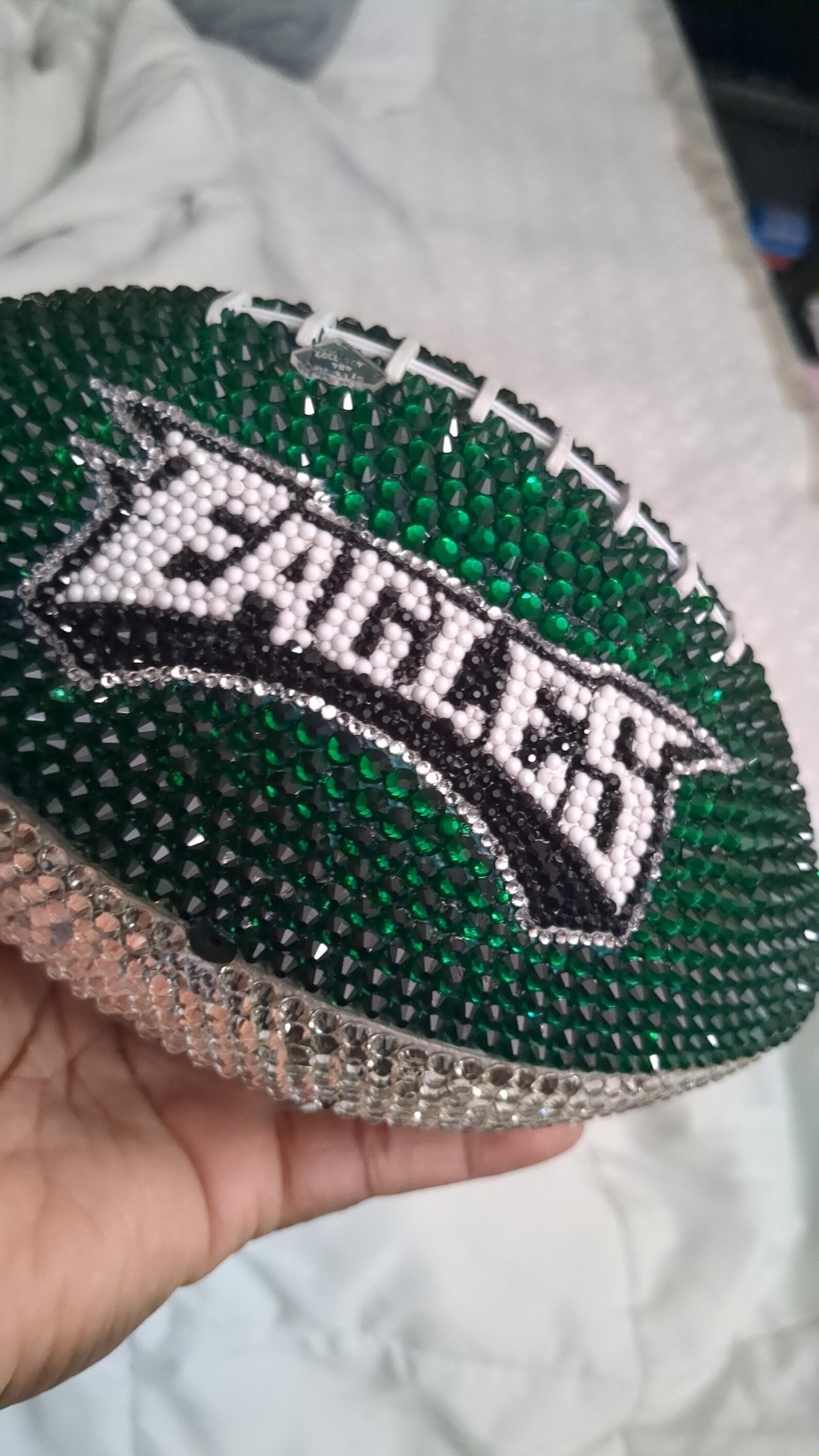 Custom Blinged Out Youth Size Football and Display Case - Philadelphia ...