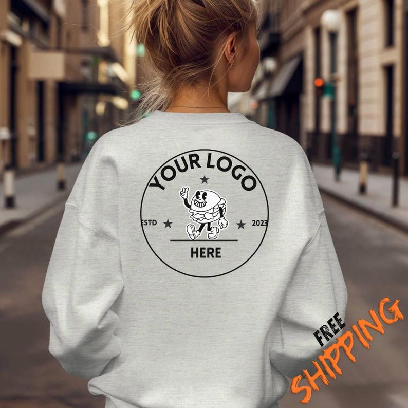 Custom Logo Sweater, Your Business Logo, Your Text Sweatshirt, Custom ...