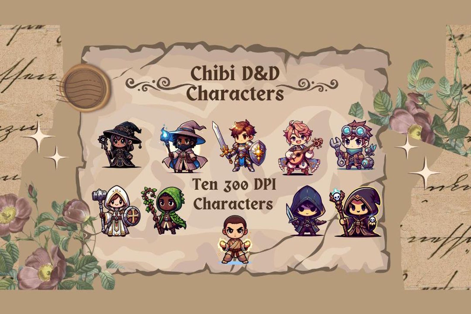 Chibi Dungeons and Dragons Sticker Pack, Dnd Sticker Set, Dnd PNG, Dnd ...