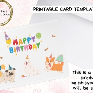Printable Dog Birthday Card, Printable Birthday Card CANVA, Digital ...