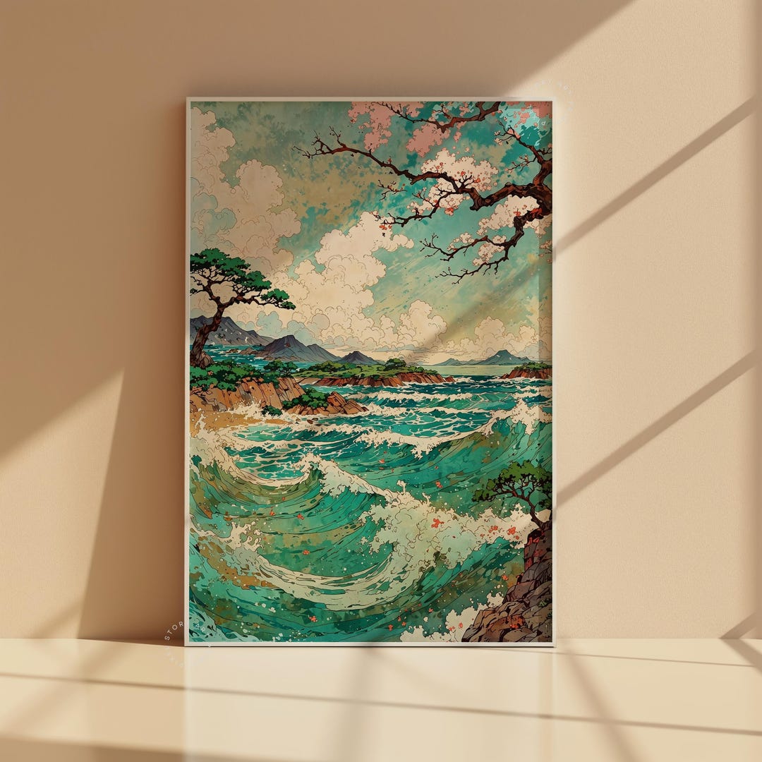 Ishigaki Island Ocean Print – Japanese Seascape Wall Art, Ukiyo-e Wave ...