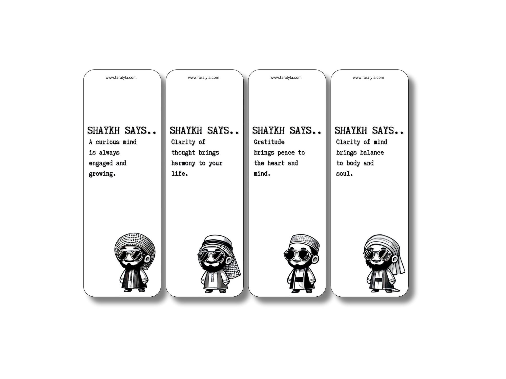 Wise Shaykh 1 Printable Bookmarks Inspirational Mind Quotes Black ...