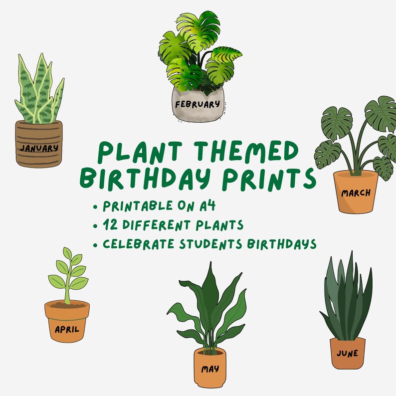 Plant-themed Birthday Board | Classroom Birthday Display | Printable ...