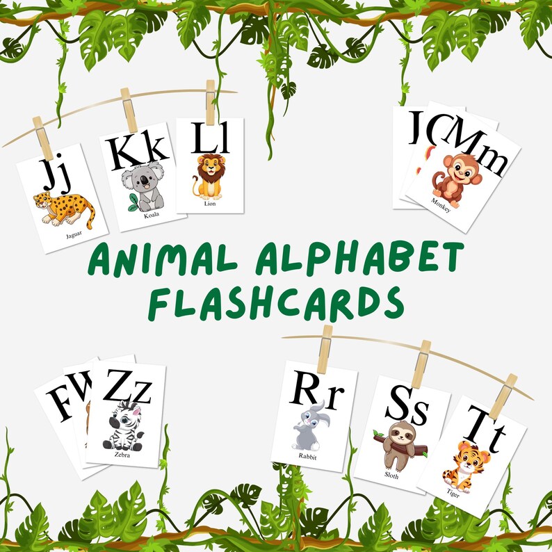 Printable Animal Alphabet Flashcards | Preschool Learning (digital ...