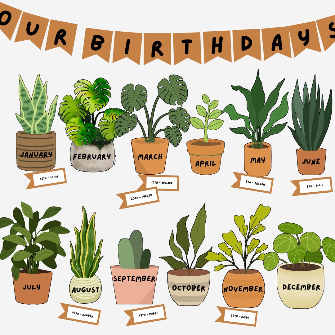 Plant-themed Birthday Board | Classroom Birthday Display | Printable ...
