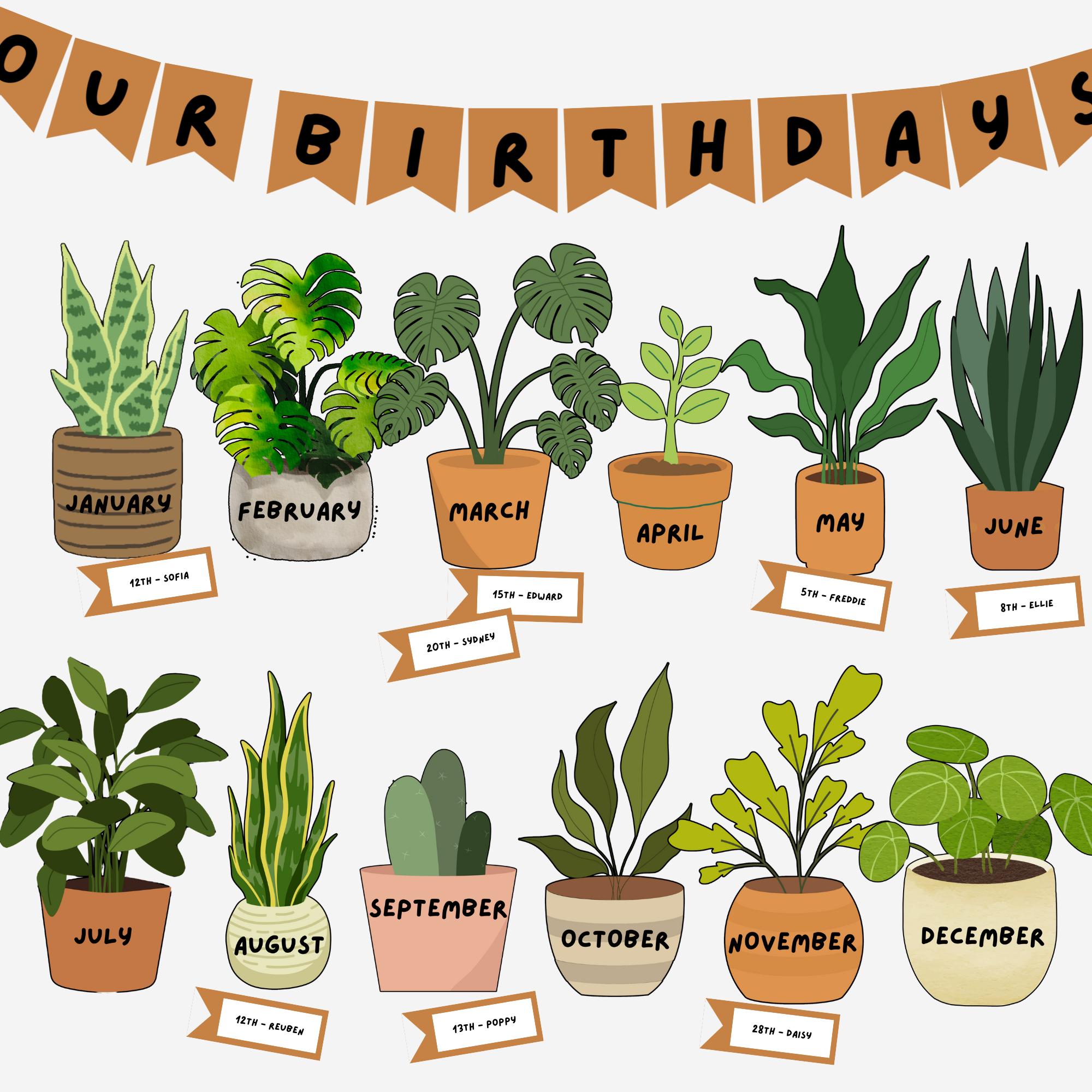 Plant-themed Birthday Board | Classroom Birthday Display | Printable ...