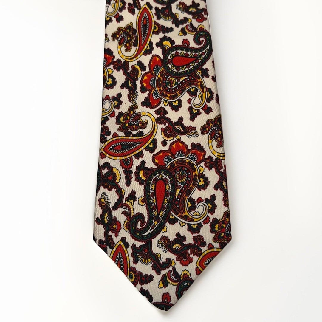 Vintage KIPPER Men's Silk Neck Tie Red Paisley 57" Retro 1970s Style ...