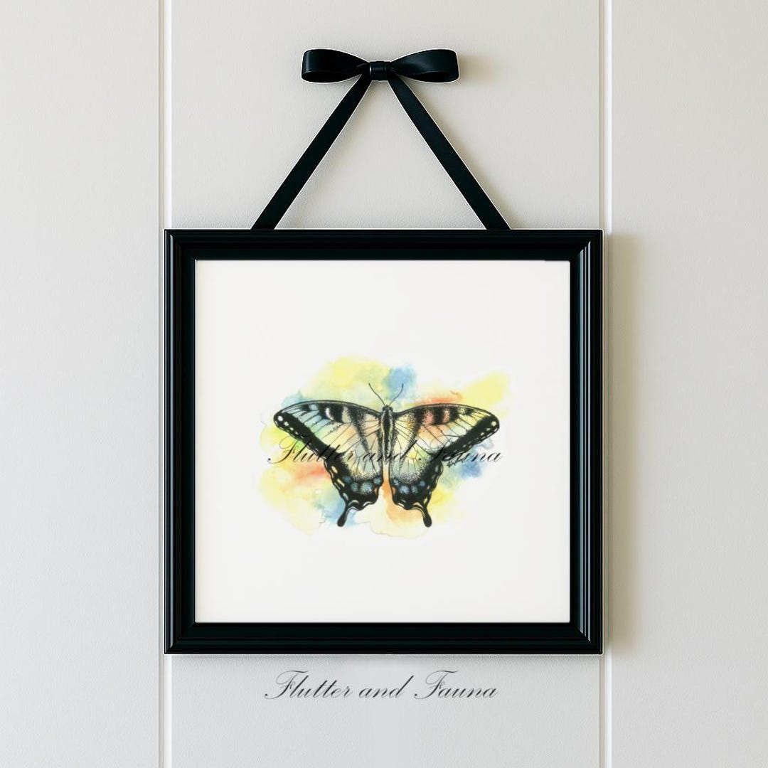 Butterfly Wall Art, Watercolor Tiger Swallowtail Print. (digital ...