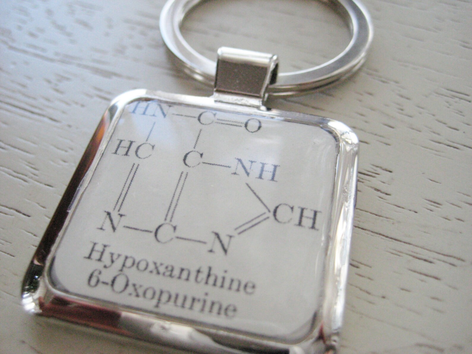 Organic Structure Stainless Steel Keychain of Hypoxanthine - Etsy