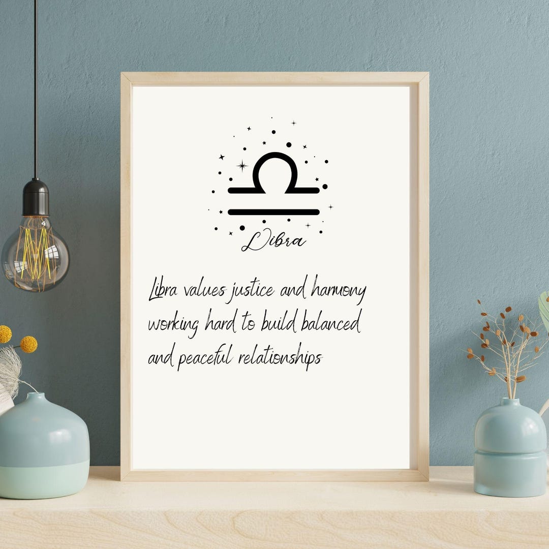Libra Zodiac Sign - Minimalist Digital Printable Wall Art - Etsy