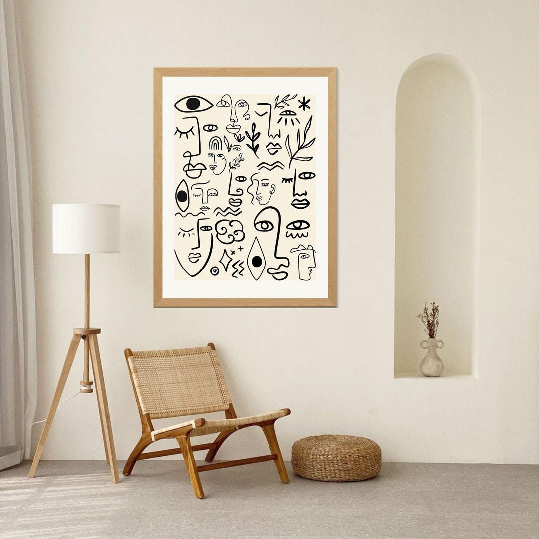 Minimalist Abstract Faces Art Print Matisse Style Instant Download ...