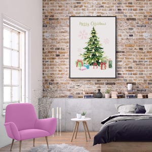Merry Christmas Printable Wall Art - Festive Holiday Tree Decor ...
