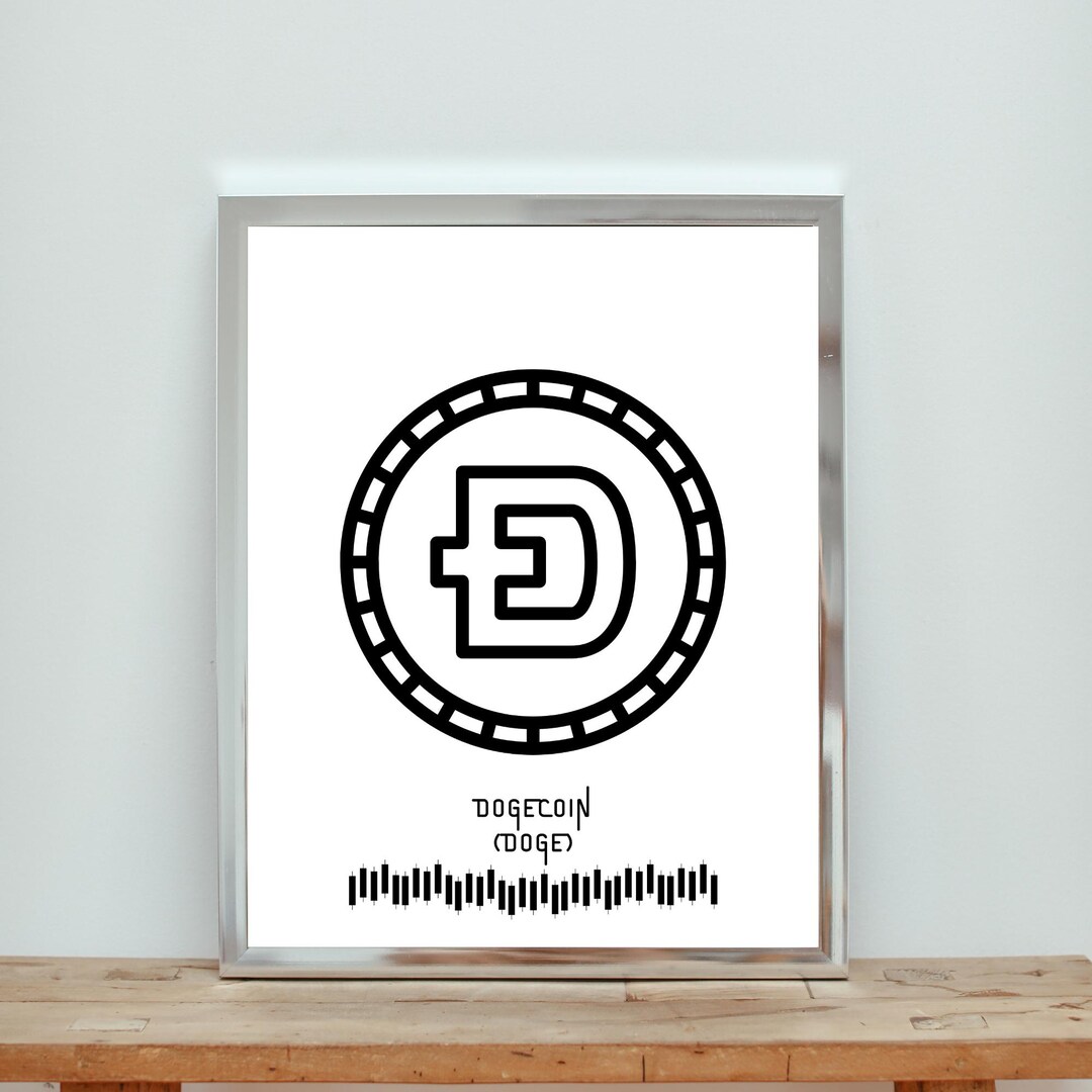 Minimalist Doge Coin White Digital Art Print White Background DOGE Logo ...