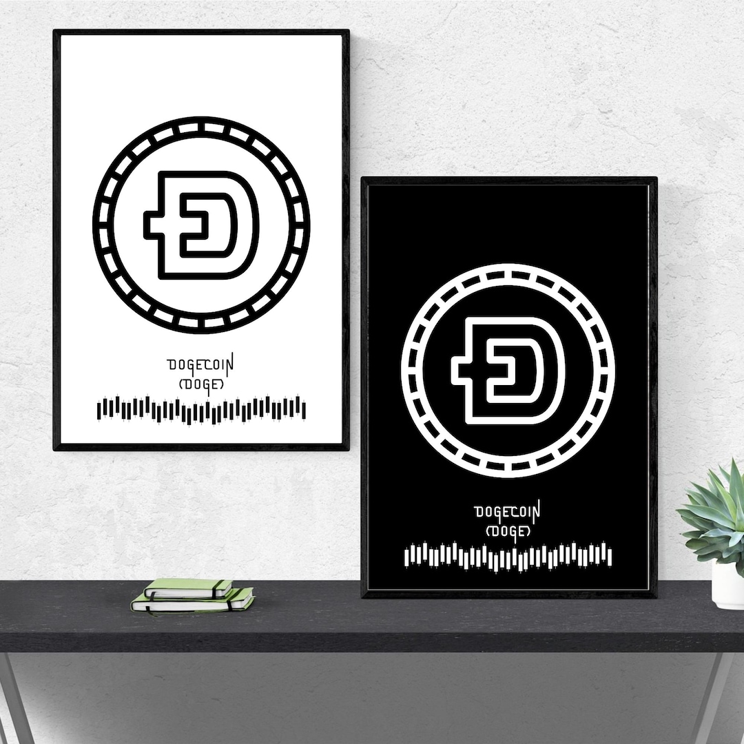 Minimalist Doge Digital Art Print Black and White DOGE Logo Modern ...