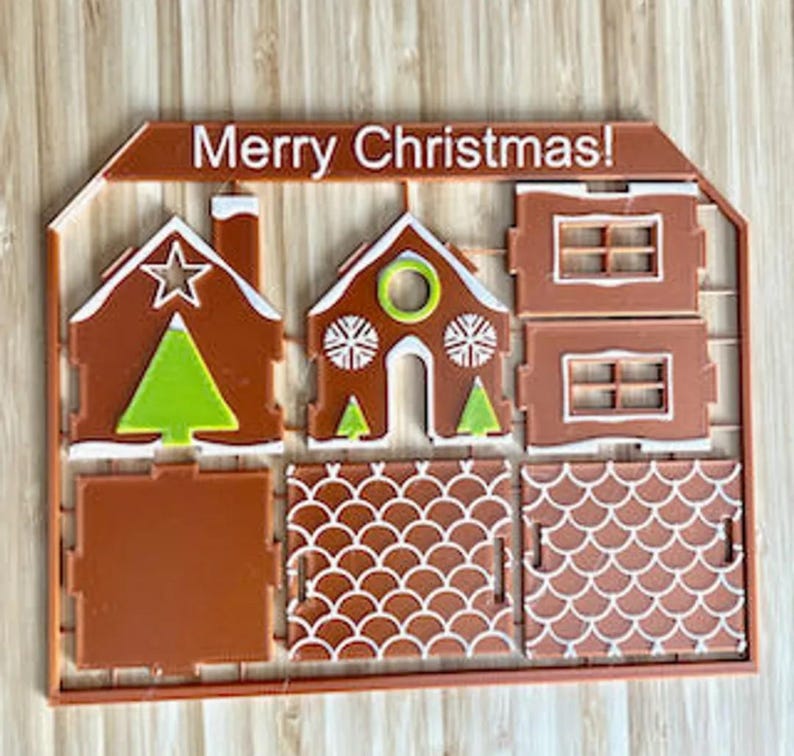 3D Printed Gingerbread House Craft Kit | DIY Christmas Decoration ...