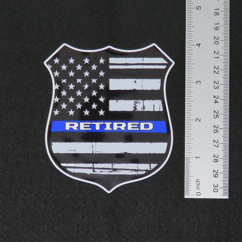 Thin Blue Line Police Badge Retired Vinyl Decal - Etsy