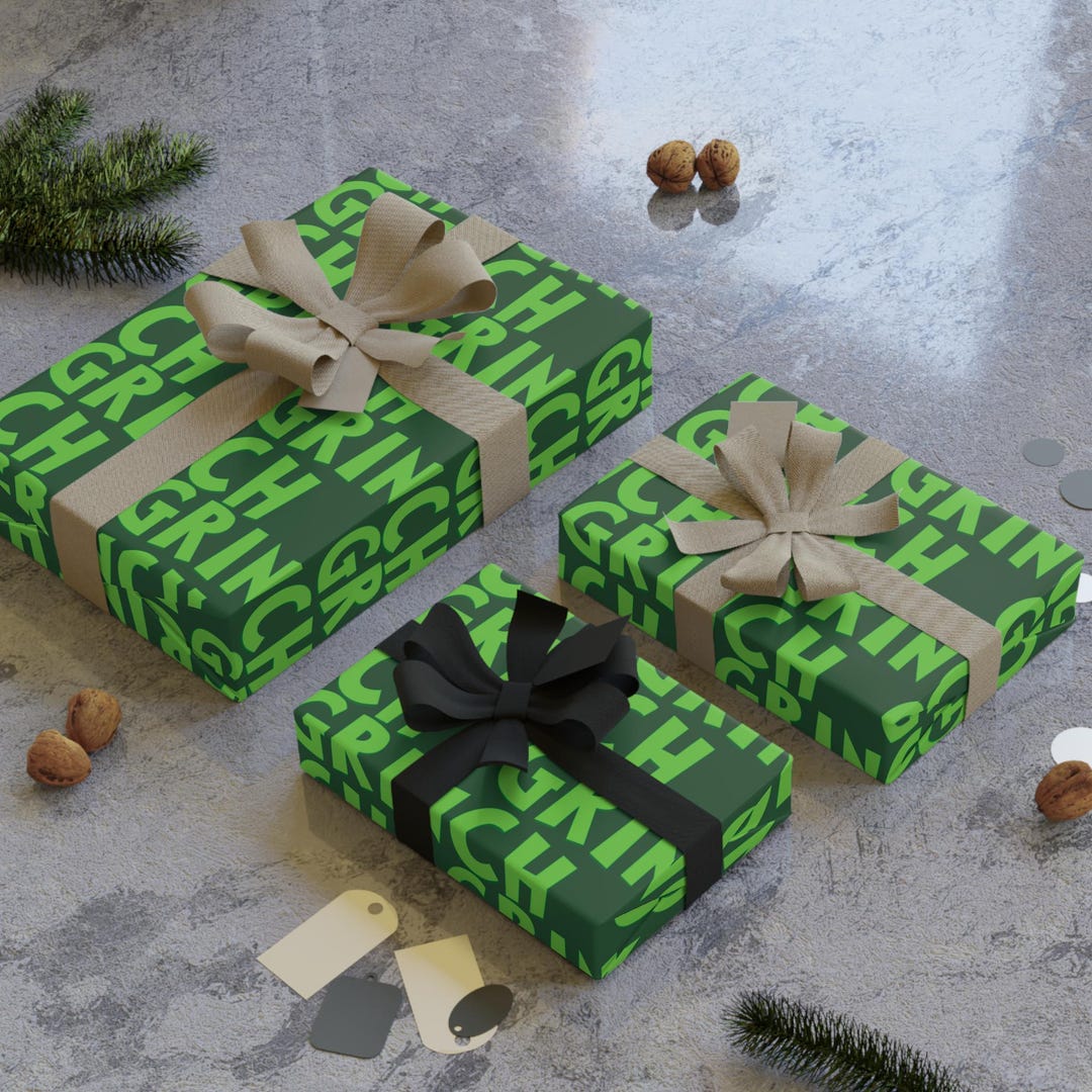 Grinch Gift Wrapping Paper Roll, Holiday Wrapping, Christmas Decor, Eco ...