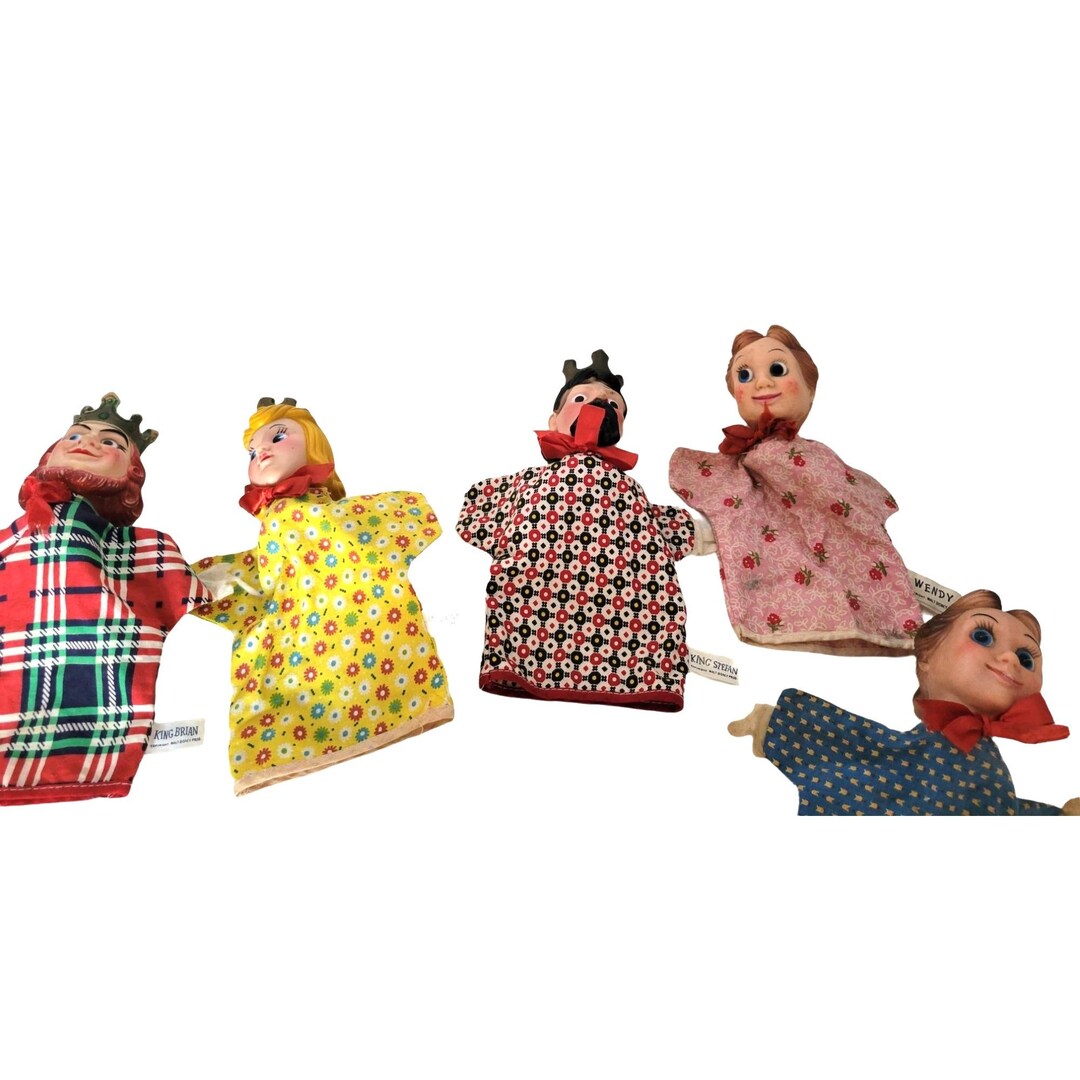 Set of 5 Vintage Walt Disney Hand Puppets - Wendy, King Brian, Princess ...