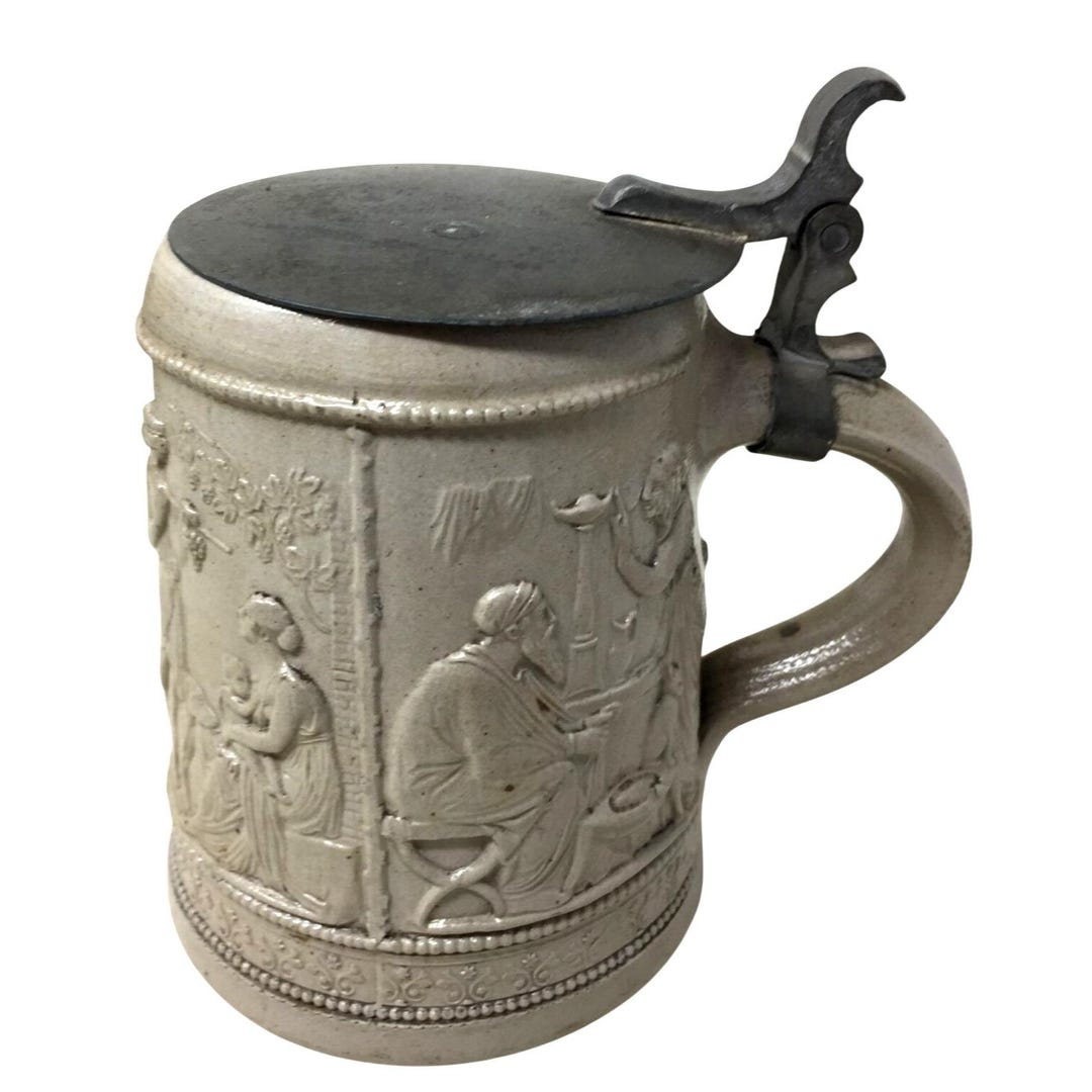 Antique .5 Liter Glazed German Pottery Beer Stein With Lid - Etsy