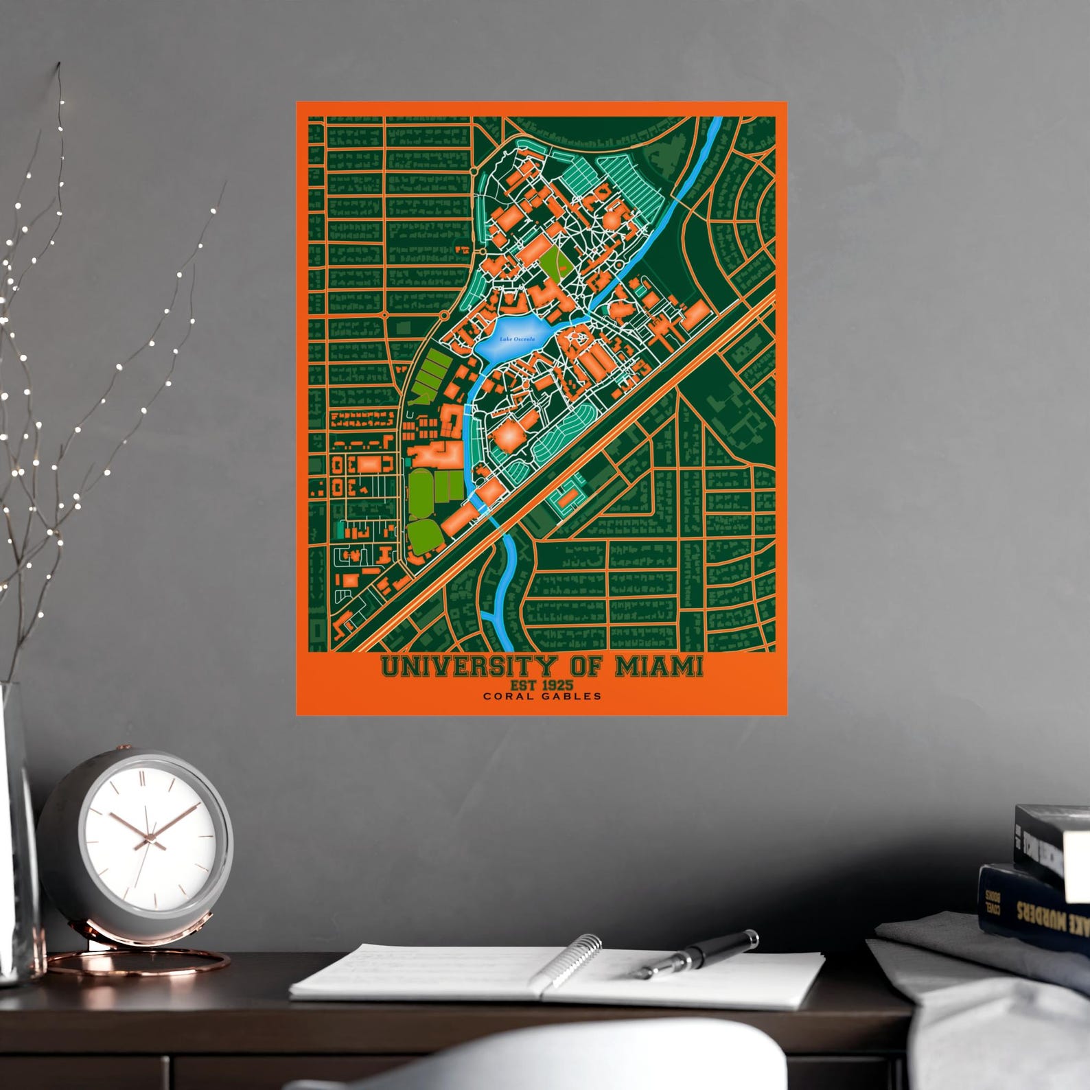 University of Miami Campus Poster Art - Etsy