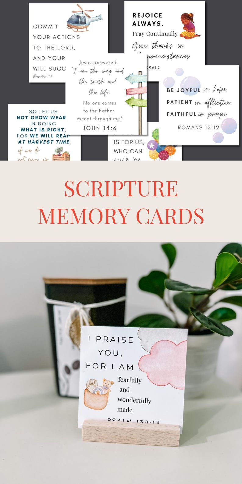 Kids Scripture Cards Printable Bible Verse Cards Affirmation Cards for ...