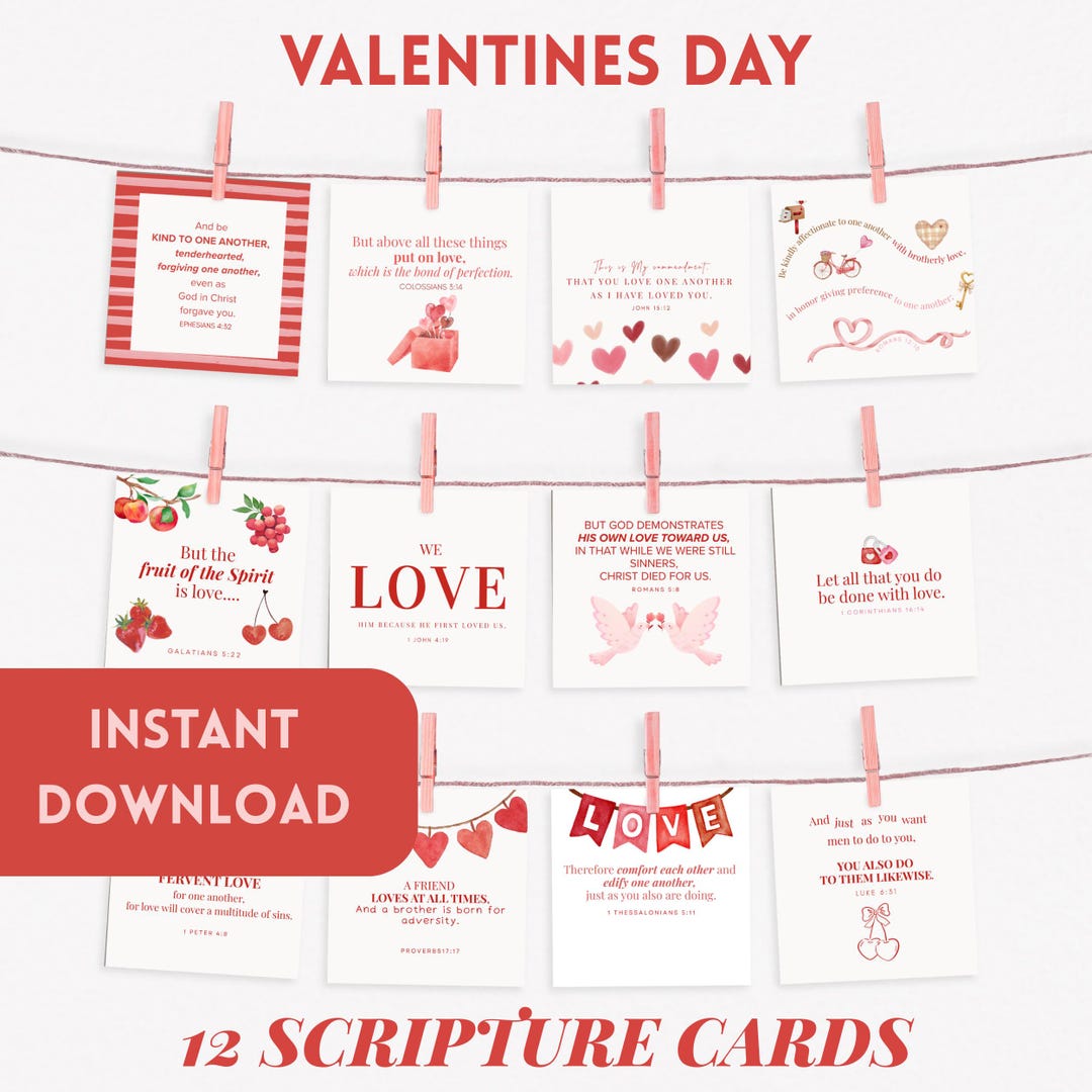 Valentine Scripture Cards for Kids Christian Valentine Cards Bible ...