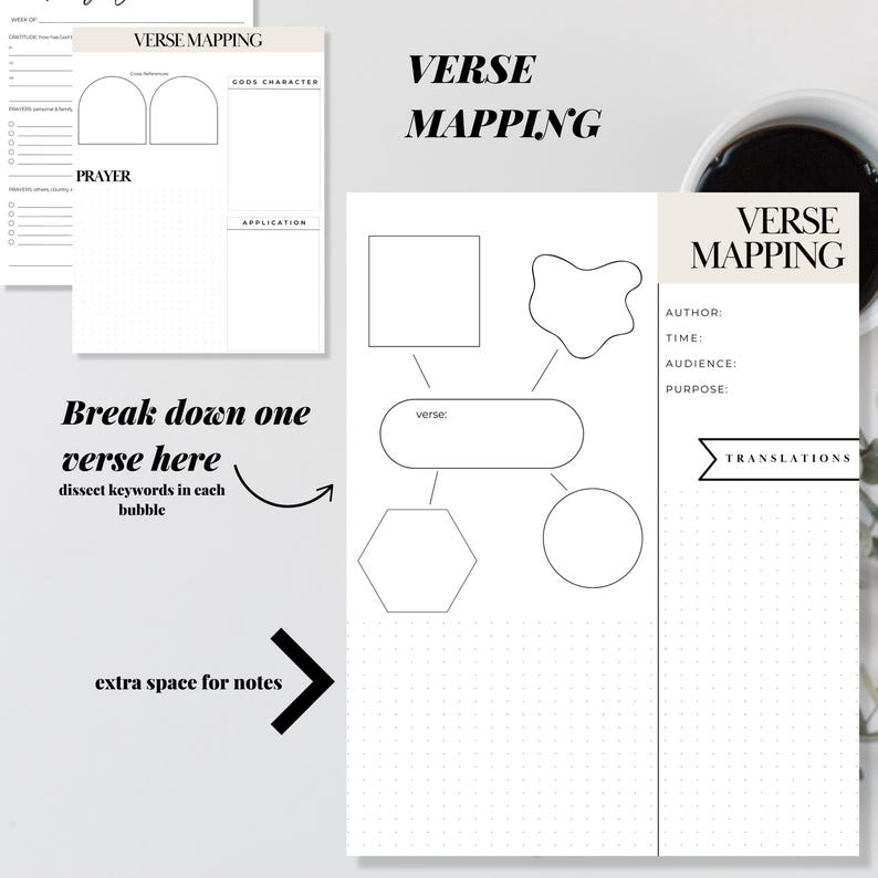 Bible Study Journal Bundle Verse Mapping Template Prayer Journal Bible ...
