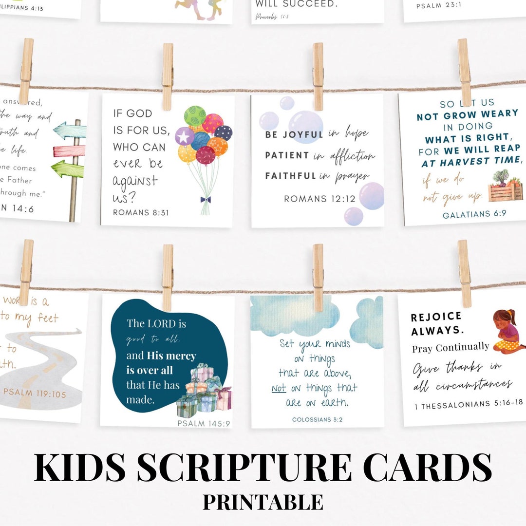 Kids Scripture Cards Printable Bible Verse Cards Affirmation Cards for ...