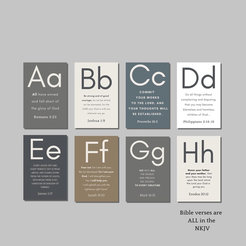 ABC Scripture Flashcards Kids Bible Verse Alphabet Cards Alphabet Cards ...