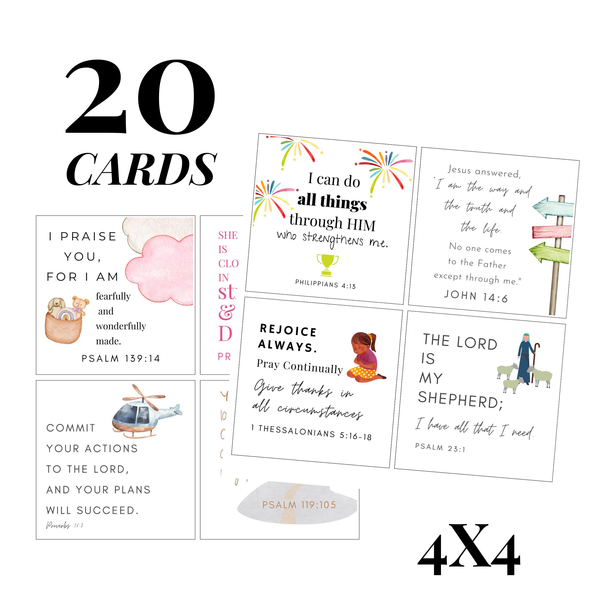 Kids Scripture Cards Printable Bible Verse Cards Affirmation Cards for ...