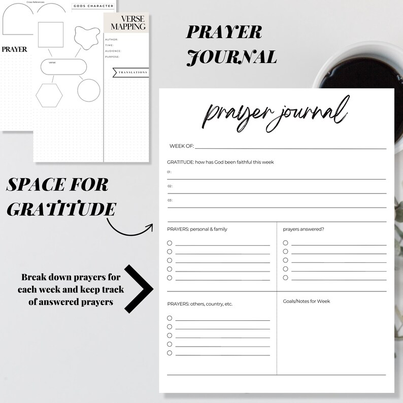 Bible Study Journal Bundle Verse Mapping Template Prayer Journal Bible ...