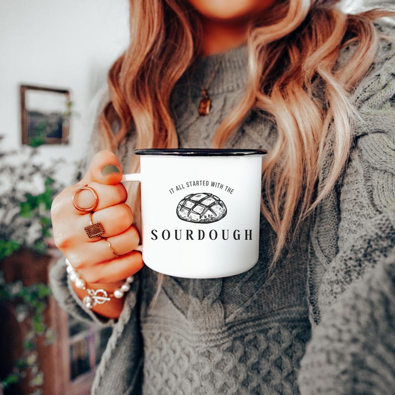 Sourdough Coffee Mug Enamel Camp Cup Homesteader Gift for Sourdough ...