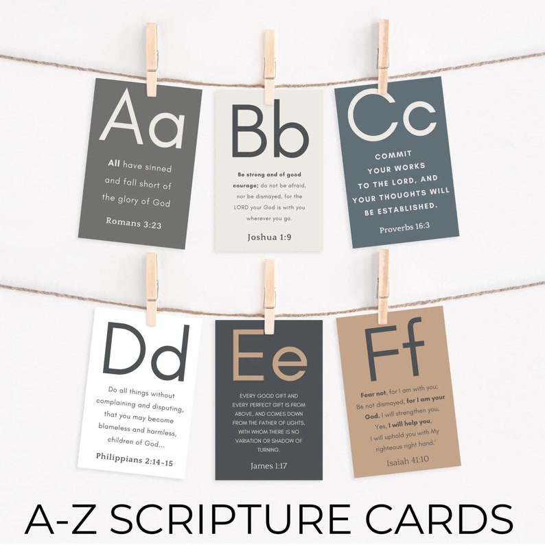 ABC Scripture Flashcards Kids Bible Verse Alphabet Cards Alphabet Cards ...