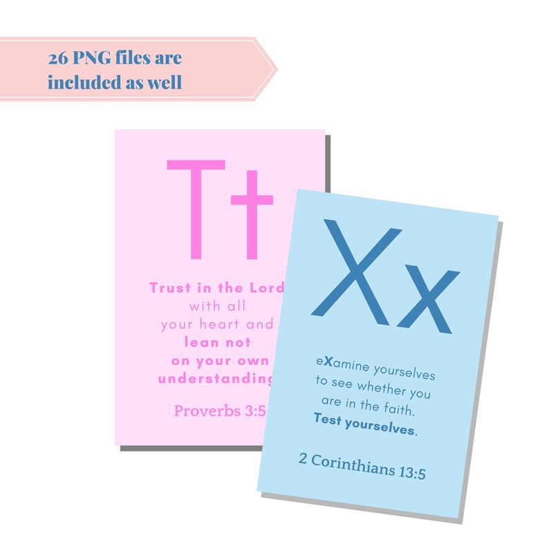 Printable ABC Kids Bible Verse Cards Pastel Alphabet Scripture Cards ...