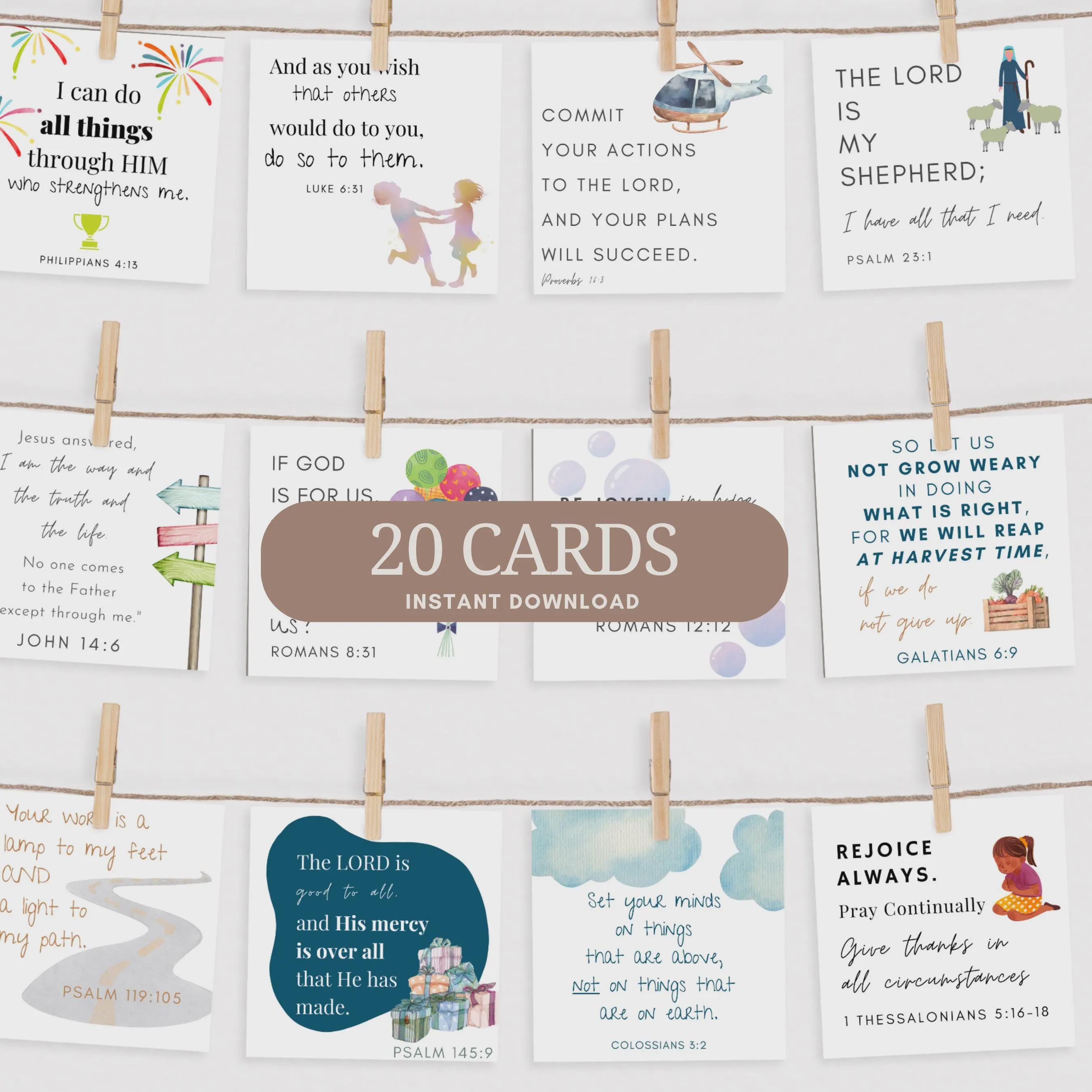 Kids Scripture Cards Printable Bible Verse Cards Affirmation Cards for ...