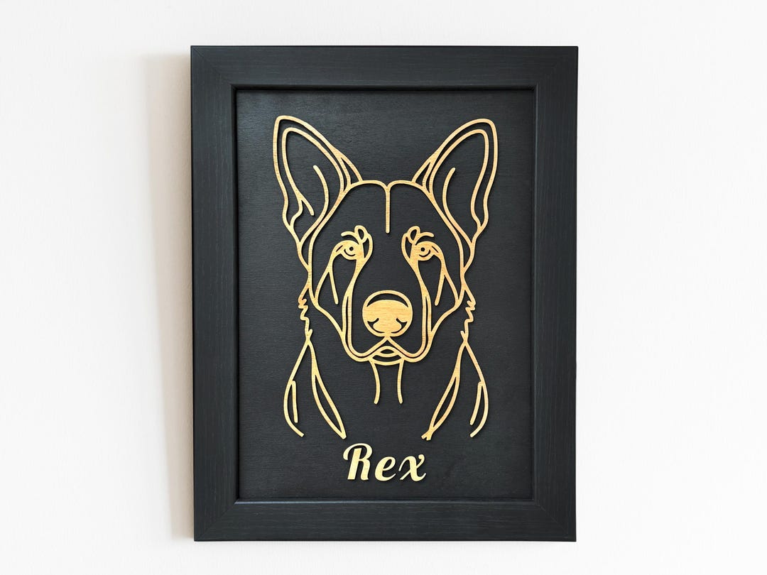 Custom 3D Wooden Dog Line Art Portrait From Photo | Personalised Pet ...
