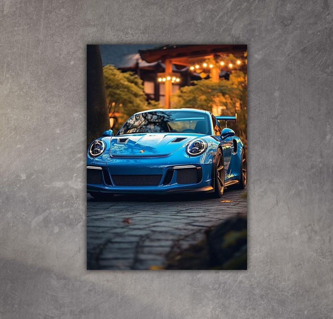 Porsche Blue 911 Carrera Wall Art Blue Porsche 911 Poster Porche Living ...