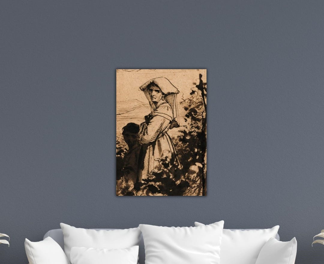 Carl Bloch Standing Woman and Child 1800 Canvas Bloch Wall Art Carl ...