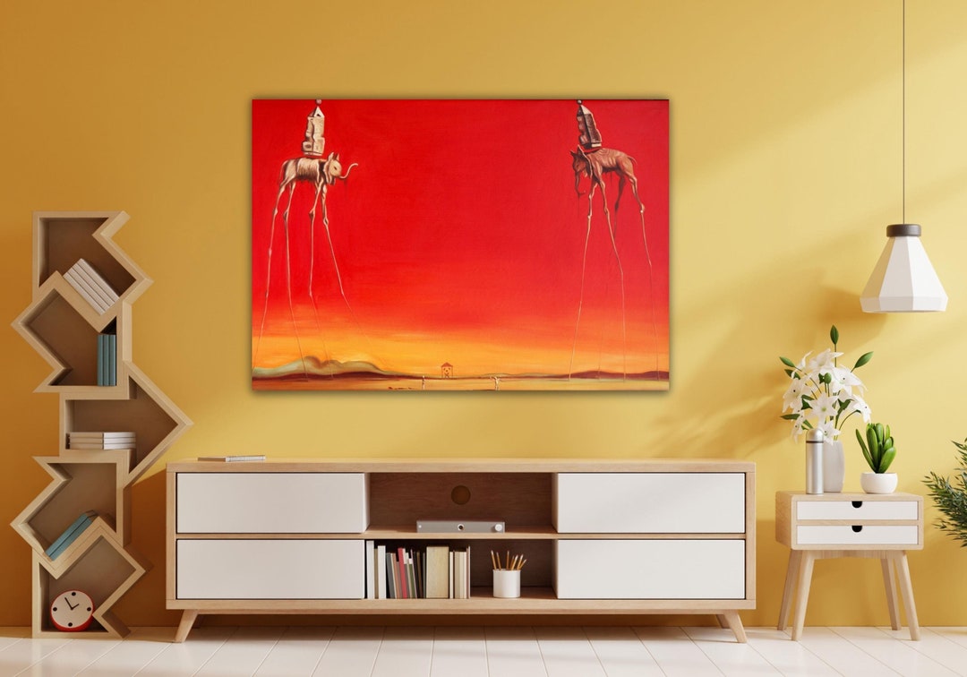 Salvador Dali Two Elephant Poster,salvador Dali Face Canvas,salvador ...